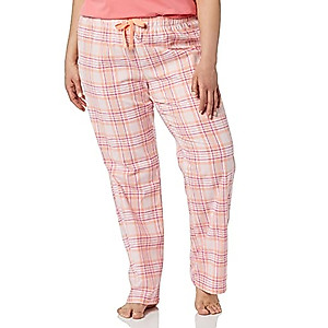 Amazon Essentials Women's Flannel Pajama Sleep Pant - Discontinued Colors, Light Pink Peach Plaid, 5X