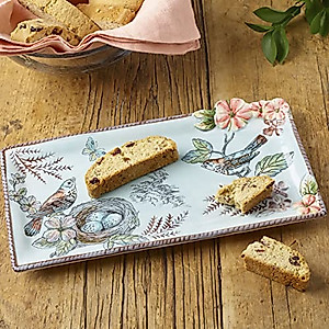 Fitz and Floyd English Garden Elongated Serving Tray, 13.25 Inch, Blue