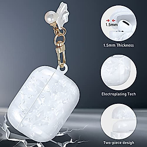 AirPods Pro Case Cover Pearl Shell Keychain for Apple AirPods Pro, Full Protective Silicone Accessories Skin Cover for Women Men Girl with AirPod pro Wireless Charging Case [Front LED Visible]