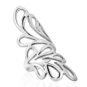 AeraVida Abstract Nature's Hug Wide Wings Wrap .925 Sterling Silver Ring (8) | Sterling silver rings | Vintage Comfort Fit Silver Rings for Women | Sterling Silver Rings Sizes (8)