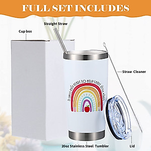 Hoolerry Teacher Gifts for Women Teacher Appreciation Gifts Teacher Tumbler with Straw Teacher Cup 20 oz Stainless Steel Teacher Mug for Travel Birthday Thanksgiving Christmas Gifts(Cute Style)