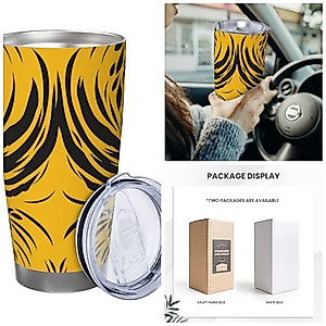 Mustard Yellow and Black Tumbler with Lid and Straw 20oz Stainless Steel Car Cup for Hot and Cold Drinks, Double Wall Insulated Travel Coffee Mug Reusable Drink Thermos Cup Birthday Gifts