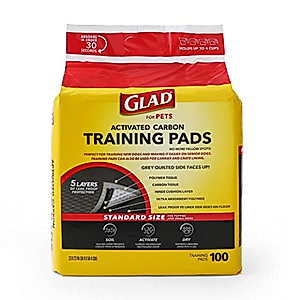 Glad for Pets Black Charcoal Puppy Pads 23" x 23" | Puppy Potty Training Pads That ABSORB & NEUTRALIZE Urine Instantly | New & Improved Quality Puppy Pee Pads, 100 count