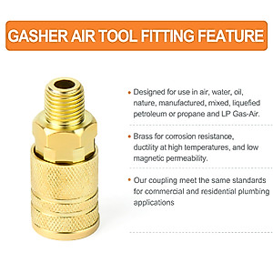 GASHER 12PCS 1/4-Inch Male Industrial Coupler,1/4 Inch NPT Male Threads Size, Quick Connect Air Coupler