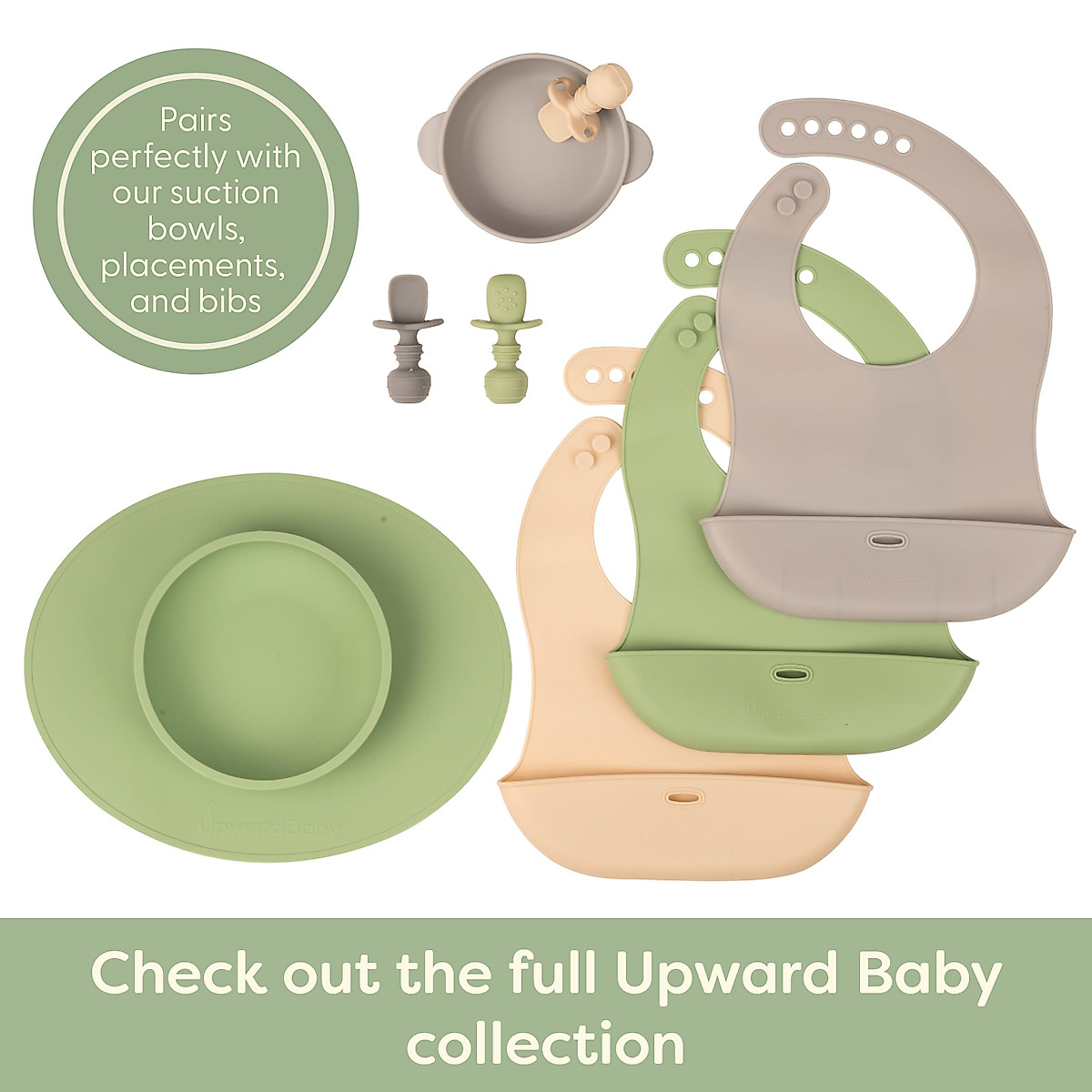 Upward Baby Spoons 3 pack - Baby Spoons Self Feeding 6 Months - Chewable Toddler Utensils with Anti Choke Barrier - Silicone baby spoons - Baby Utensils & Baby Feeding Supplies Infant First Stage