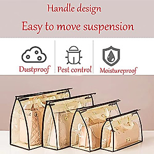 Dust Bags for Handbags - Handbag Storage Organizer Dust Bags for Moisture Proof Dust Cover with Zipper and Handle(Brown-XL)