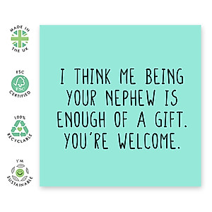 CENTRAL 23 Auntie Birthday Card from Nephew - 'Me Being Your Nephew' - Funny Uncle Birthday Card - Hilarious Father’s Day Card for Uncle - Comes with Fun Stickers