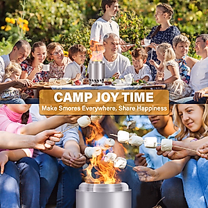 HGD 9.5 x 7.1 in Small Tabletop Fire Pit, Portable Mini Smokeless Table Top Firepit, Low Smoke Camping Stove for Outdoor & Patio, Fueled by Pellets or Wood, with Travel Bag, Stainless Steel, Silver