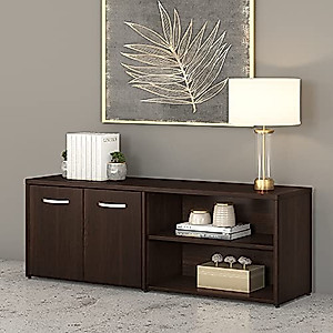 Bush Business Furniture Studio C Low Storage Cabinet with Doors and Shelves, Black Walnut