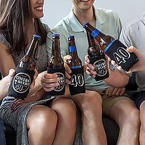 Prazoli 40th Birthday Can Coolers (12 Pack) - Happy 40 Birthday Decorations for Men , Cheers and Beers to 40 Years , Happy 40th Birthday Party Favors , Over The Hill Birthday Decorations 40th Party