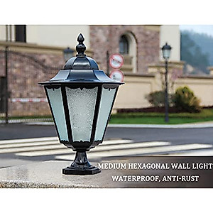 JSBDPHW Waterproof Gate Column Light European Style E27 Pillar Lamp Outdoor Courtyard Garden Post Light Glass Lampshade Lawn Lamp Base Lamp Landscape Light