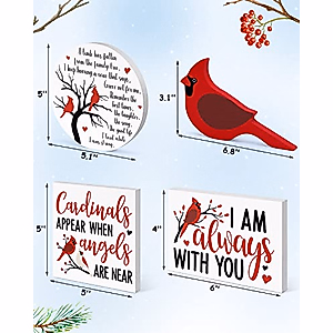 Cardinal Tiered Tray Decor Memorial Gifts Wooden Red Birds Cardinals Christmas Decorations Winter Farmhouse Sign Red Cardinals Appear When Angels Are Near Bird on Tree Cardinal Gift for Her Set of 4
