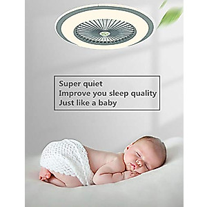 IYUNXI Ceiling Fan with Lights Oversize 24'' Remote Control 40W Ultra-Thin Design Enclosed Round LED 3-Color Dimmable Fan Light with 5 Invisible Blades Low Profile Flush Mount 3-Gear Wind Smart Timing