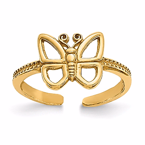BillyTheTree Jewelry 14K Yellow Gold Cutout Wing Design Butterfly Toe Ring