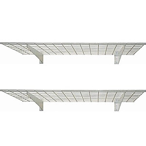 HyLoft 00630 48" x 24" Garage Wall Shelf Storage, White (Pack of 2) 777 Wall Shelf with Hanging Rod, 36" x 18" (2-Pack), White