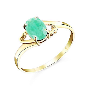 Galaxy Gold GG 14k Yellow Gold Natural Emerald Ring - Size 5.5