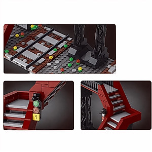 General Jim's Red Railway Crossing Modular Building Block Bricks Set, Contains 655 Brick Pieces, Base Plates Included, for Adults, Teens and Train Enthusiast