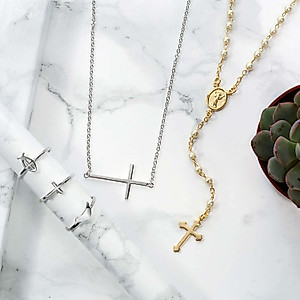 Bling Jewelry Minimalist Simple Midi Knuckle Thin 1MM Band Stackable Religious Side Cross Ring For Teen .925 Sterling Silver