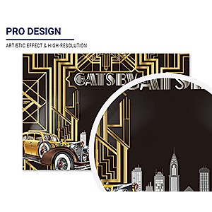 Allenjoy 7x5ft Vinyl Gatsby Themed Backdrop for Celebration Retro Roaring 20's 20s Party Art Decor Happy 1st Birthday Wedding Decoration Pictures Background Supplies Photo Booth Prop