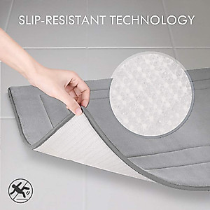 Ellendi Ultima Comfort Memory Foam Runner Rug - 24" x 60", Non-Slip Kitchen Runner - Extra-Long Bath Mat for Bathroom and Bedroom Floor (Gray)