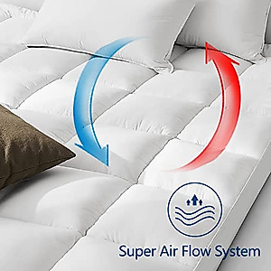 TEXARTIST Full Cooling Mattress Topper for Back Pain, Extra Thick Mattress Pad Cover, Plush Soft Pillowtop Bed Topper with Elastic Deep Pocket, Overfilled Down Alternative Filling