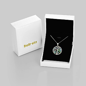 Sterling Silver Tree Of Life Natural Abalone Shell Heart Pendant Necklace For Women (Nautral Abalone Shell Life Tree)