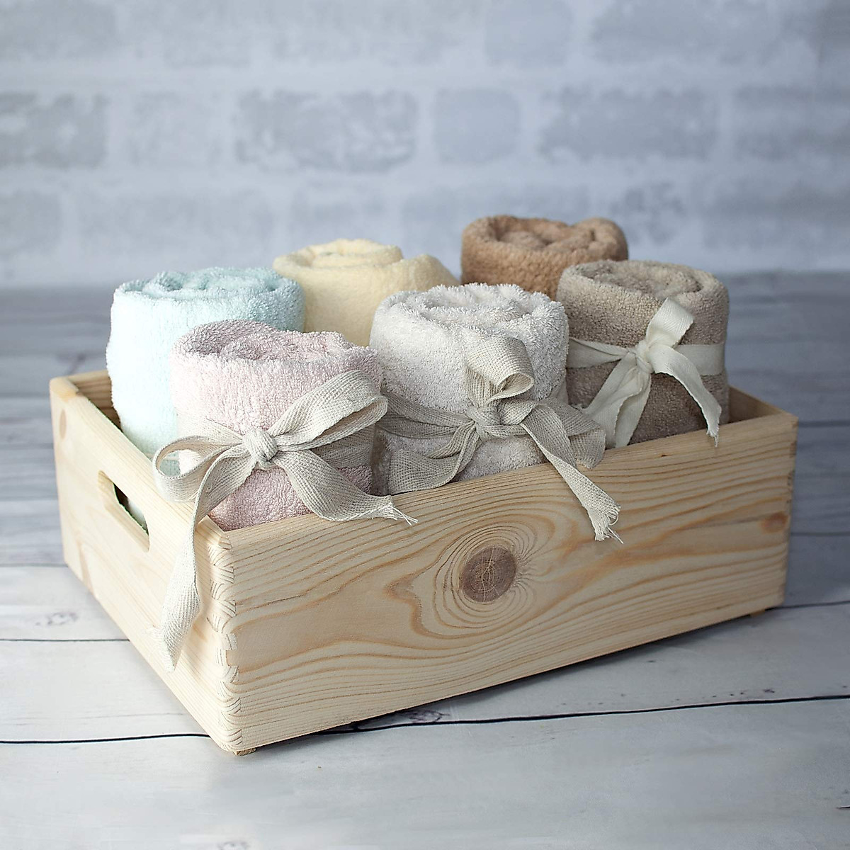 Creative Deco XL Wooden Crate Nesting Crate Handles | 15.74x11.81x5.1in | Large Display Storage Box Multi-Craft Caddy Nesting Crate | Natural Wood Rustic | Plain Unpainted Beige | Country Decor