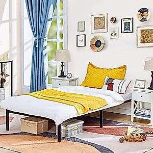 GreenForest Twin Bed Frame Tool-Free Quick Assembly Metal Platform, Twin Size Heavy Duty Bed Base with Metal Steel Slats Support, No Box Spring Needed