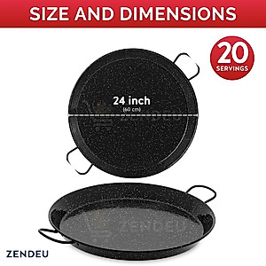 ZENDEU - Paella Pan 24 inch - Enameled Steel Paella Pan, Made in Spain - Easy Cleaning - Enameled Steel, 24 in - 60 cm (20 Servings) Cook your own Spanish Paella