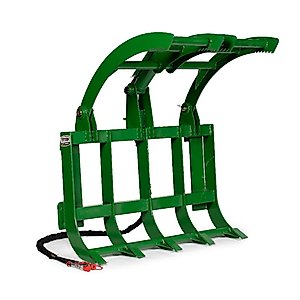 Titan Attachments 48â€ Light-Duty Single Cylinder Root Grapple Rake fits John Deere Tractors, Economy Series