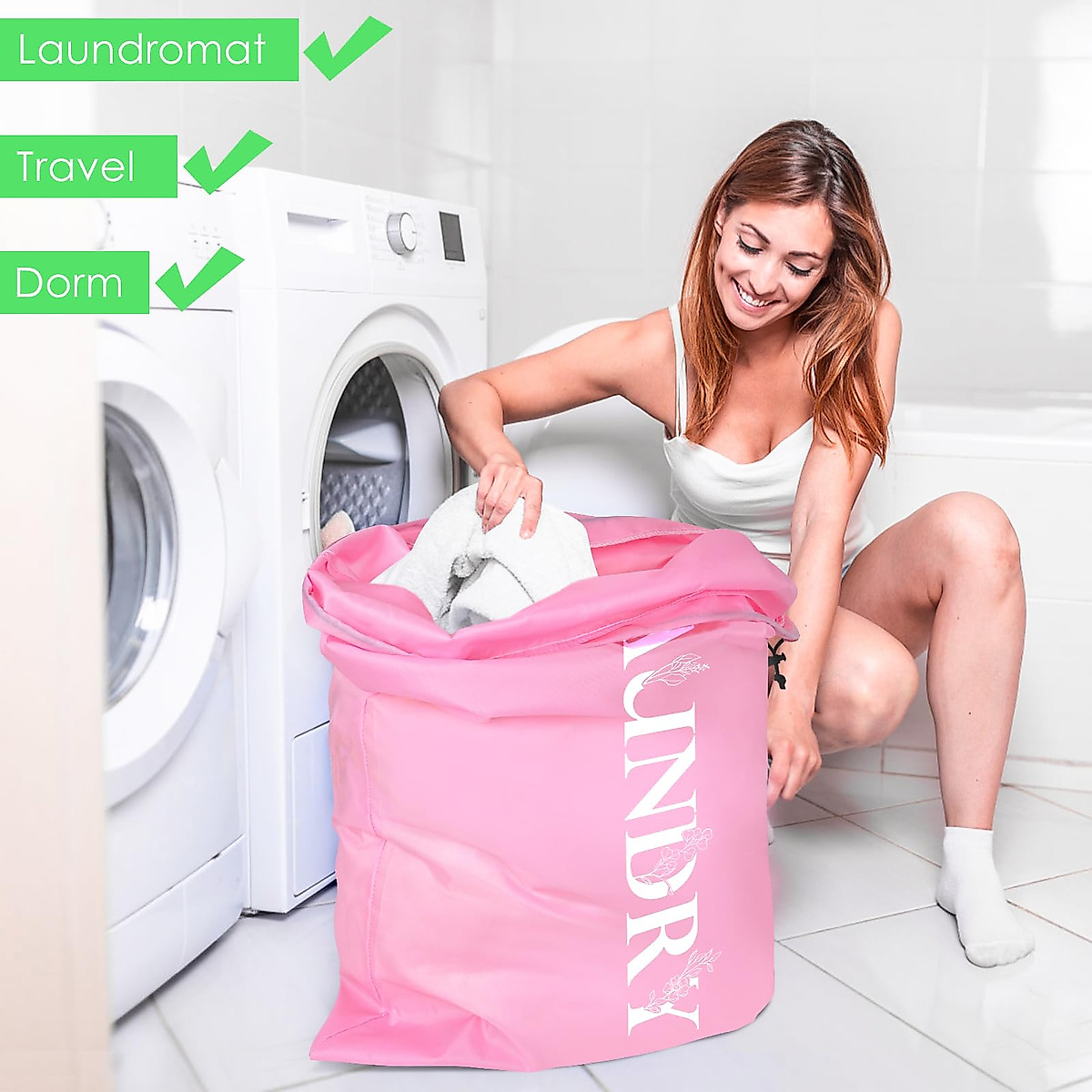 Sylfairy Laundry bags, 2 Pack Travel Laundry Bag for Dirty Clothes with Drawstring, Heavy Duty Laundry Bag for Traveling Camping, Easy Fit a Laundry Hamper or Basket Travel Essentials