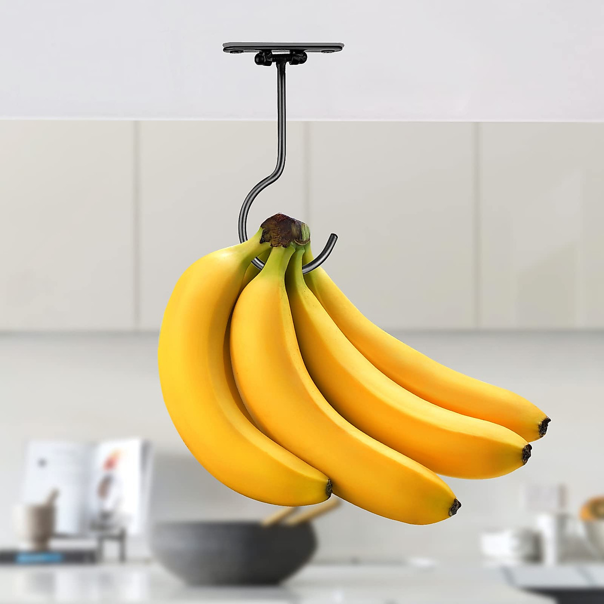 JINIHFW Banana Hook,Under Cabinet Banana Hook Foldable,Metal Banana Holder Hook Under Cabinet to Keep Bananas Fresh,Banana Hanger Hook