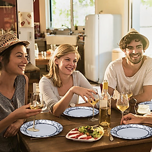 TWOWYHI 50PCS Paper Plates 12Inch Oval Paper Plates Heavy Duty Dinner Disposable Plate for Party with Blue Floral Style for Tea Party Birthday Wedding Birdal Shower Party Supplies