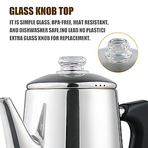 APOXCON 12 Cup Electric Coffee Percolator with ETL Approval Stainless Steel Coffee Maker with Two Heat Resistant Glass Knob One Of Them for Replacement Classic Look Cord-Less Sever Coffee Pot