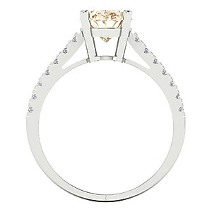 Clara Pucci 2.81 ct Oval Cut Solitaire W/Accent Natural Brown Morganite Art Deco Bridal Wedding Statement ring 18K White Gold Size 6.5