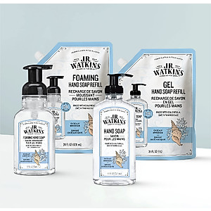 J.R. Watkins Gel Hand Soap Refill, Moisturizing Hand Wash, All Natural, Alcohol-Free, Cruelty-Free, USA Made, Ocean Breeze, 34 Fl Oz, 3 Pack