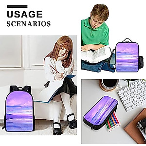 JQVQH Fashion Backpack Casual Travel Backpacks Laptop Bag With Lunch Bag Pencil Case Box, 03
