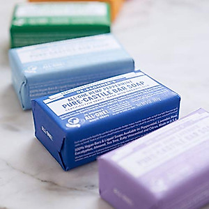 Dr. Bronner's - Pure-Castile Bar Soap (Peppermint, 5 ounce, 8-Pack) - Made with Organic Oils, For Face, Body and Hair, Gentle and Moisturizing, Biodegradable, Vegan, Cruelty-free, Non-GMO