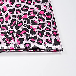 Yutone 59" Wide Satin Fabric, Leopard Skin Animal Print Design Creative Contemporary Artwork, 100% Polyester by The Yard(Pink)