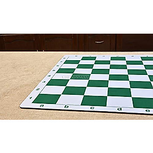 CHESSBAZAAR 22" Chess Board Game for Adults and Kids | Material : Rubber Mouse pad | Tournament Roll-up Chess Board with Algebraic Notation in Green & White Color | Gift Idea Products