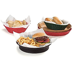 Carlisle FoodService Products 652703 WeaveWear Round Serving Basket, 10", Black (Pack of 12)