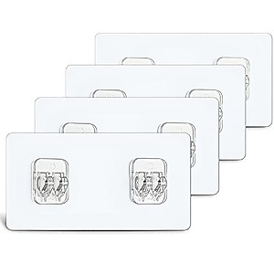 ENIBOE 4 Pack Corner Shower Caddy Adhesive Sticker Replacement Hook No-trace No Drilling Strong Transparent Adhesive Hook Strip for Shower Caddy Corner Shelf, Soap Holder, Bathroom Storage Shelves
