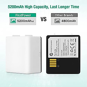 FirstPower Rechargeable Arlo A-4a Battery 2-Pack 5200mAh and Dual USB Charger VMA5400 Compatible with Arlo Ultra, Arlo Ultra 2, Arlo Pro 3 and Arlo Pro 4 Cameras