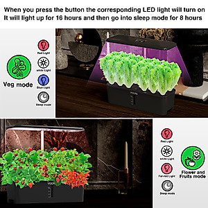 Hydroponics Growing System Indoor Garden - VOCRS 12 Pods Herb Garden Kit Indoor with LED Grow Light, Plants Germination Kit(No Seeds) with Pump System, Adjustable Height Up to 17.7" for Home, Black
