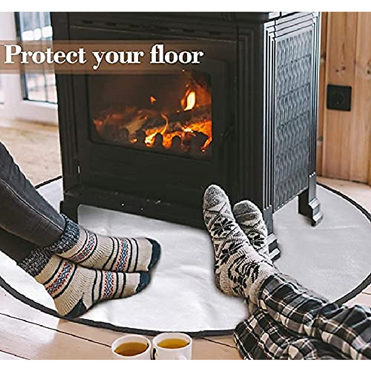 Zorxu Fire Pit mat Deck Protector 36 Inch Gas BBQ Fireproof Mat Heat Resistant Mat Grill Mat Decking Protector Pad and Splatter Mat Protect Your Deck, Grass, Garden, Campsite (36 inch)