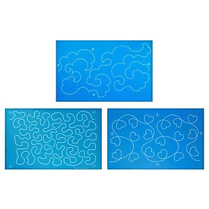 Full Line Stencil 3-Pack Edge to Edge - Cloudy Skies, Large Stipple Meander, & I Love It - Continuous Line Templates for Free Motion Quilting, Domestic Machine, Hand, Long-Arm Quilting