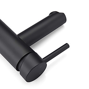 AMAZING FORCE Single Hole Bathroom Faucet Single Handle Bathroom Sink Faucet Matte Black Stainless Steel Basin Mixer Tap,Sink Drain & Deck Plate Not Included(Matte Black) 1.2 GPM