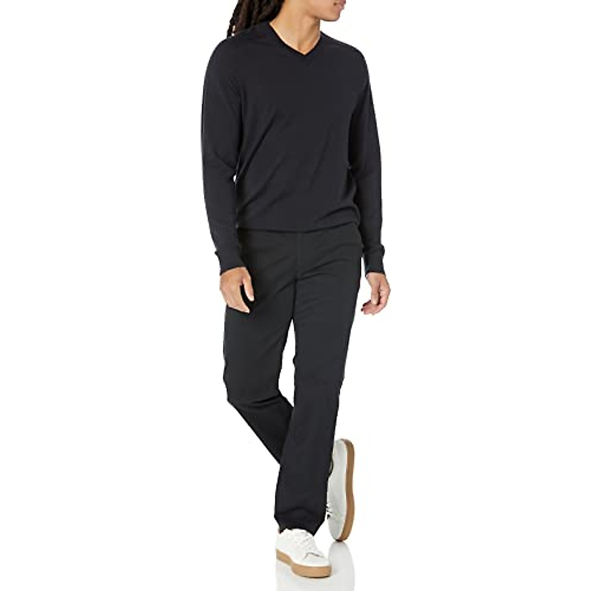 Amazon Aware Men's Regular-Fit Merino Wool V-Neck Sweater (Available in Tall), Black, X-Large