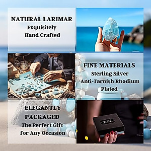 Larimar Earrings for Women - Blue Earrings Dangle - Gemstone Earrings for Women - Teardrop Blue Drop Earrings for Women - Blue and Silver Earrings - Larimar Jewelry - Pear Dangle Earrings