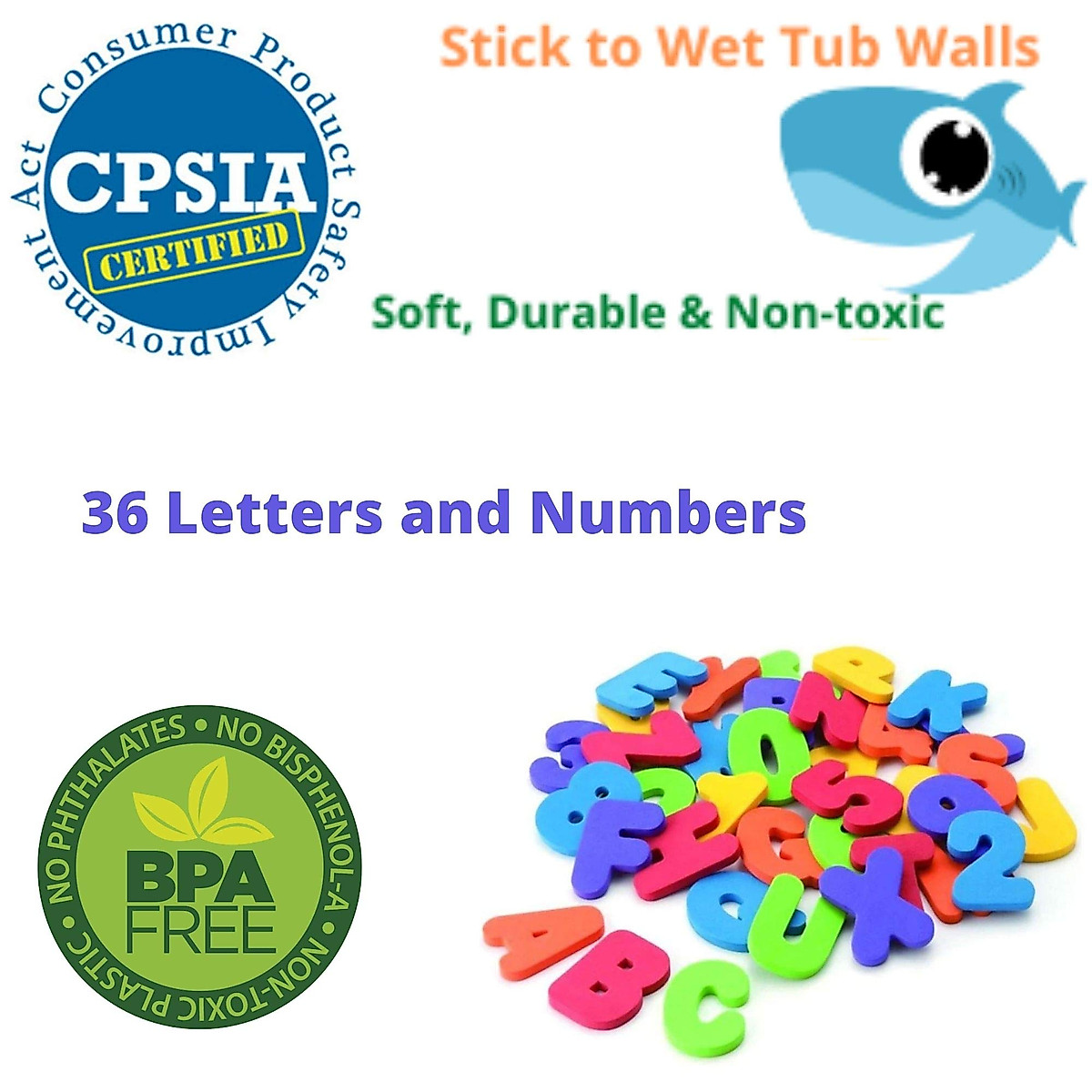 Bath Toy Storage Jumbo+36 Eco-Safe Educational Foam Baby Bath Letters and Numbers|Bath Toy Organizer Mesh Net Shower Caddy for Baby Bath Toys for Toddlers 1-3| Quick Dry Bathroom Decor Bath Toy Holder